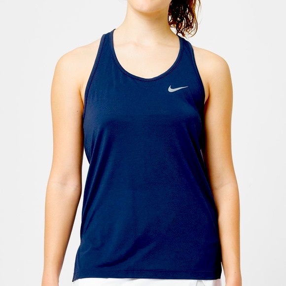 Nike | Tops | Nike Navy Drifit Razorback Reflective Tank Medium | Poshmark